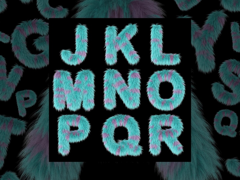 Fur Letters & Numbers SVG PNG, Monster Fluffy Font, Furry Alphabet ...