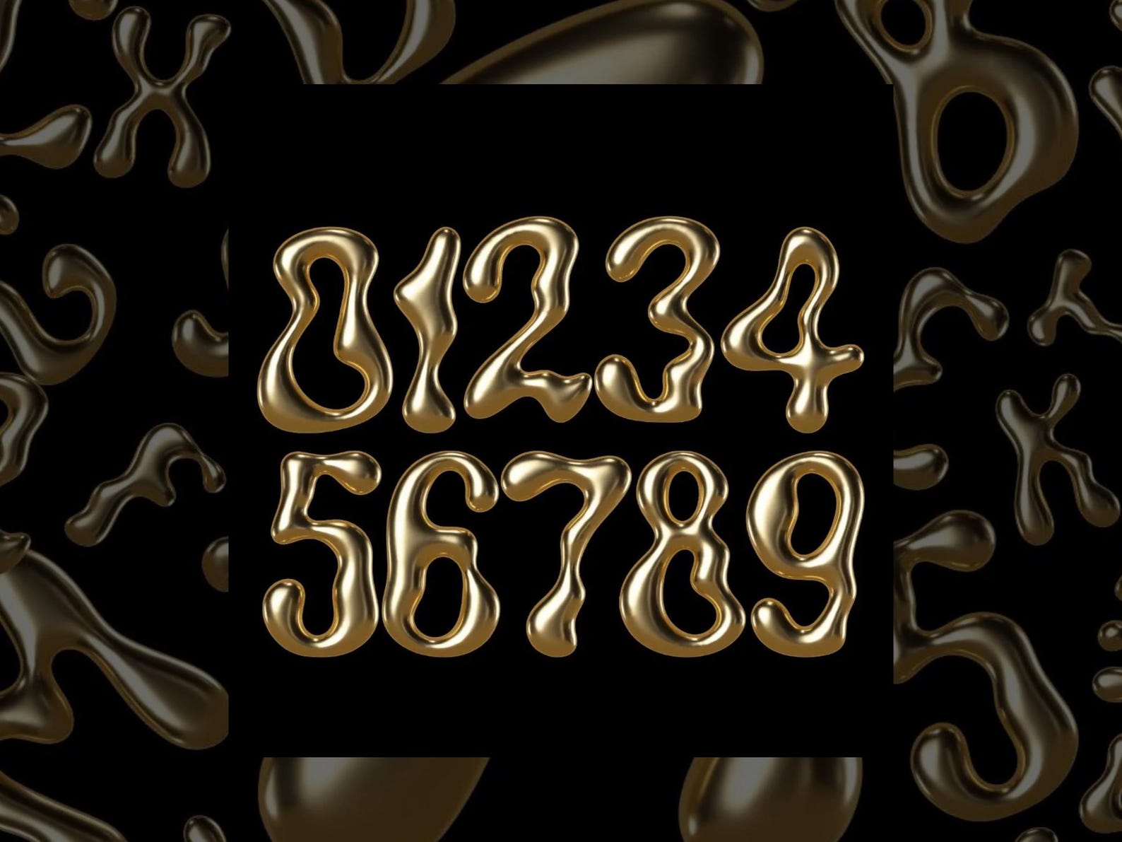 Gold Letters, Numbers & Punctuation SVG PNG, Metallic Alphabet, Melting ...