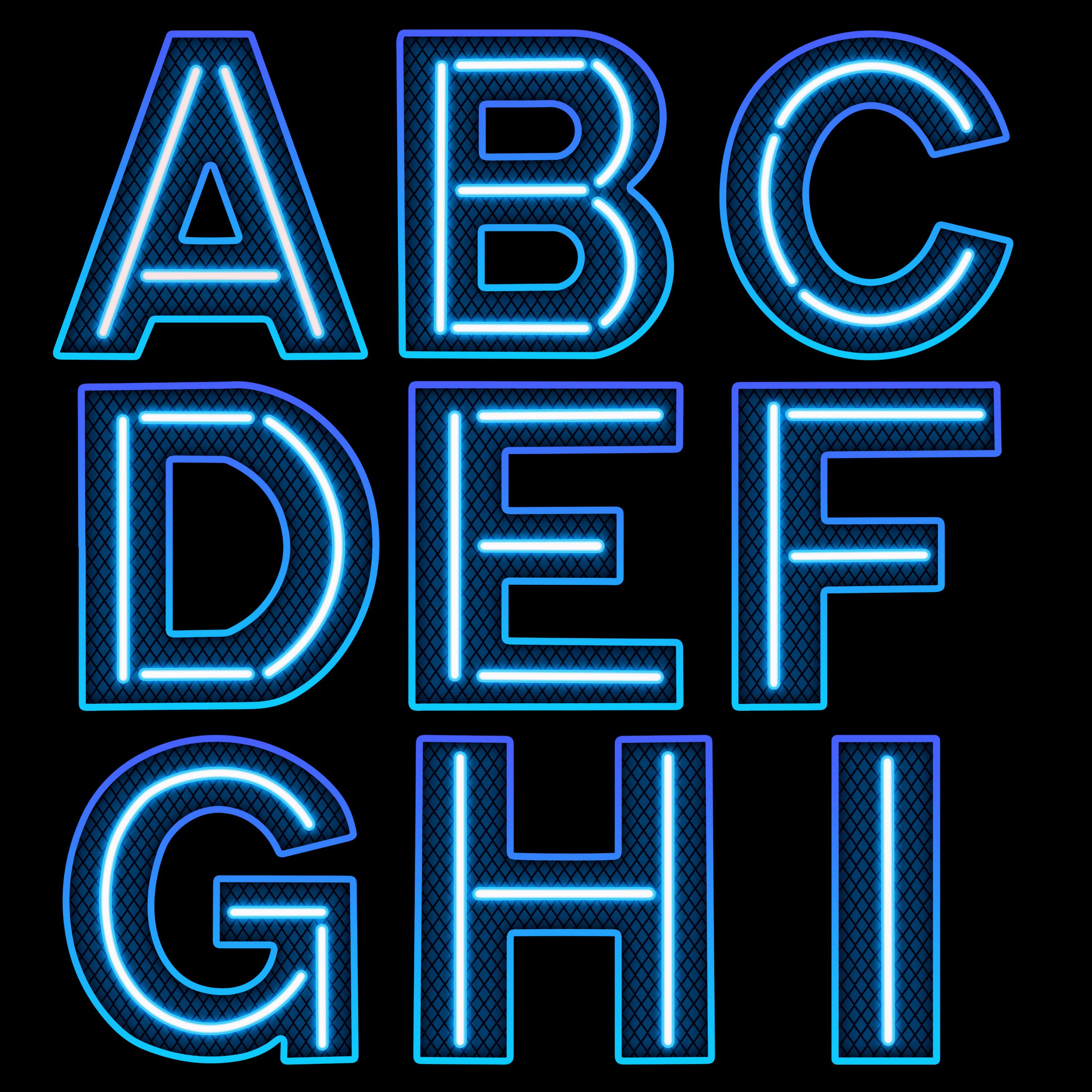 Blue Neon Font SVG & PNG, Blue Neon Letters, Neon Alphabet, Instant ...