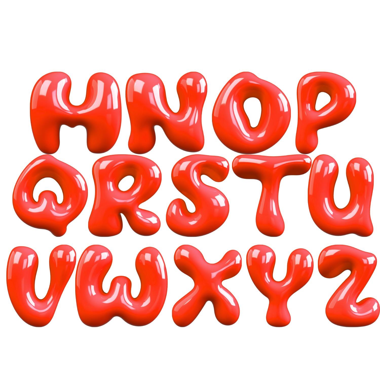 3D Bubbly Red Font SVG PNG, 3D Alphabet, Balloon Letters, Red Chunky ...
