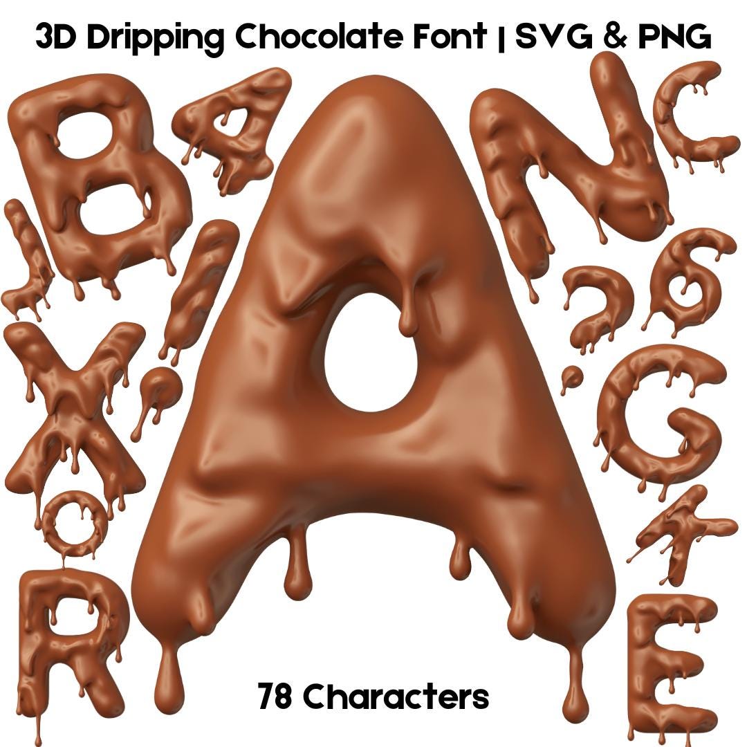 3D Chocolate Font SVG PNG, Cholocalte Dripping Letters, Chocolate ...