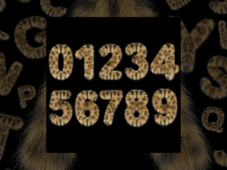 Fur Letters & Numbers SVG PNG, Leopard Fluffy Font, Furry Alphabet ...