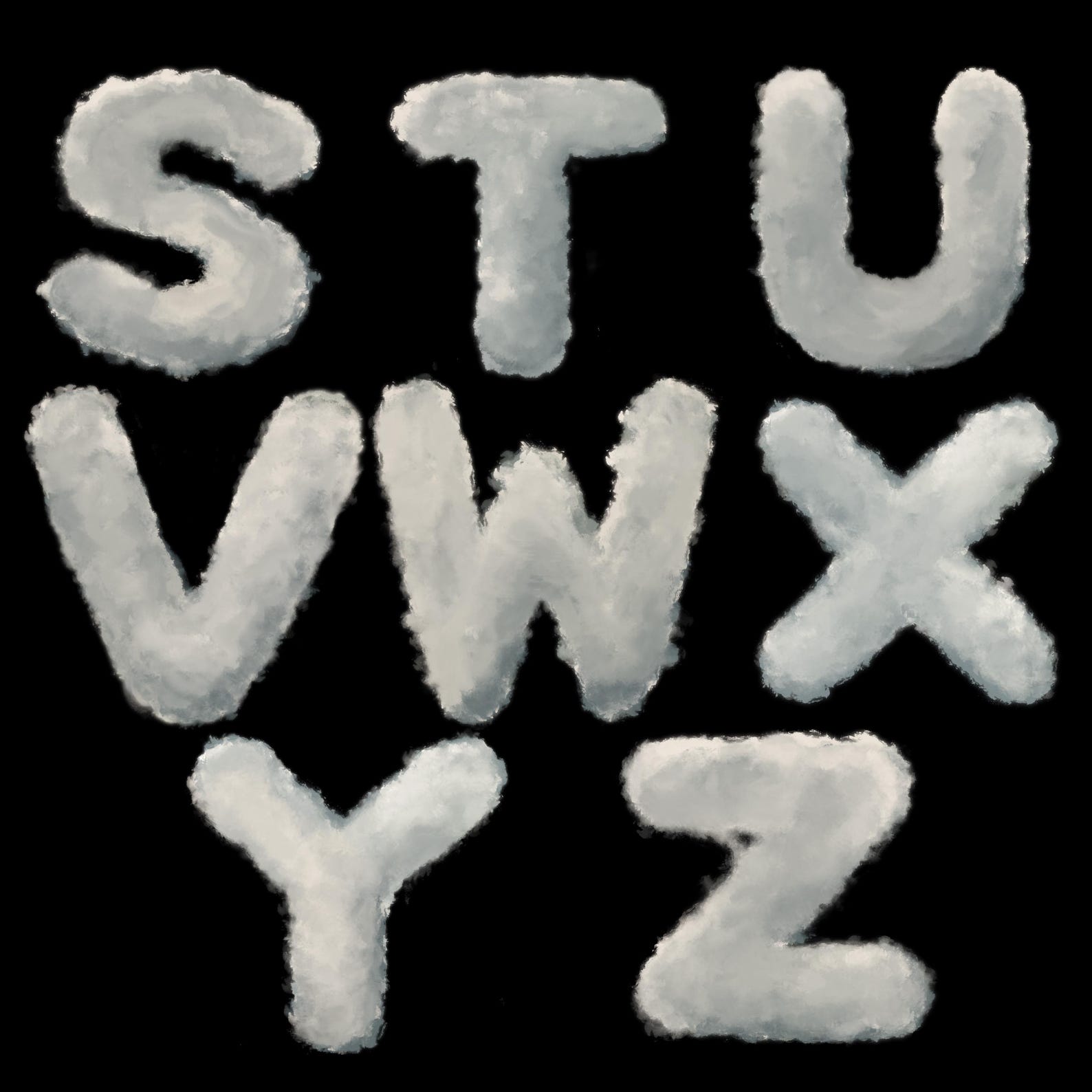 3D Cloud Font SVG PNG, Cloud Letters, Cloud Numbers, Cloudy Alphabet ...