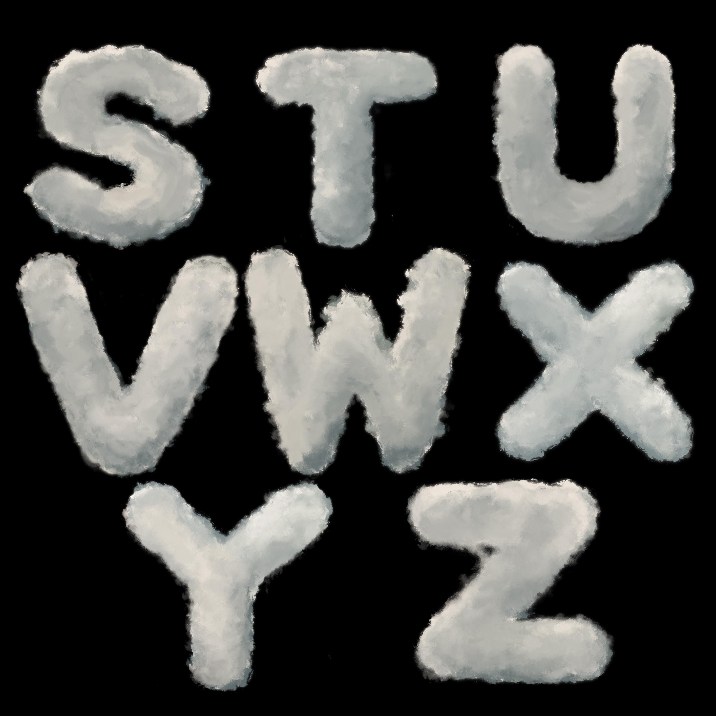 3D Cloud Font SVG PNG, Cloud Letters, Cloud Numbers, Cloudy Alphabet ...