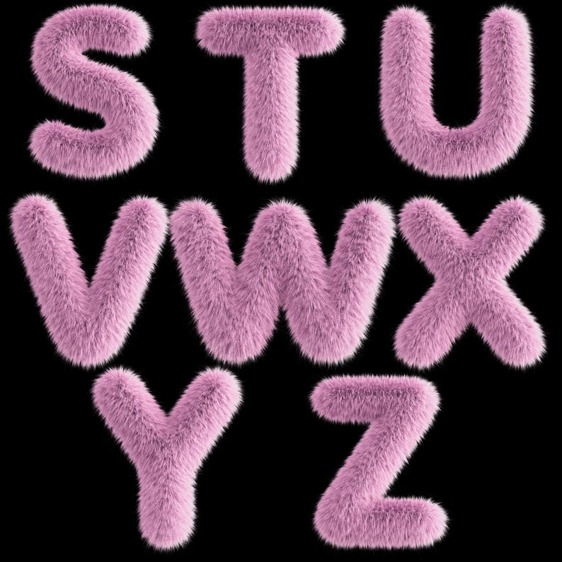 3D Fur Pink Font SVG PNG, Fluffy Letters, Rose Furry Alphabet, Faux Fur ...