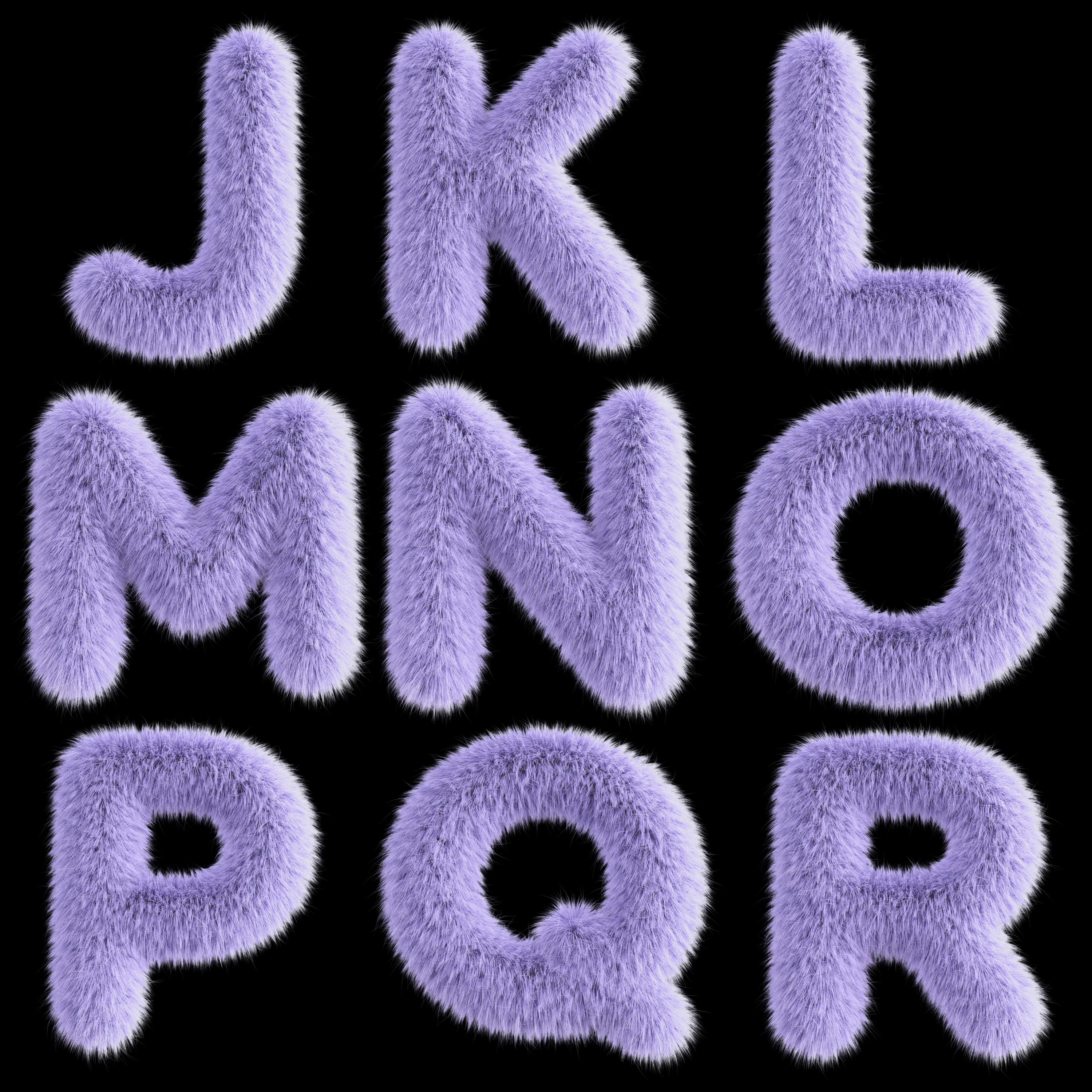 3D Fur Purple Font SVG PNG, Fluffy Letters, Lavender Furry Alphabet ...