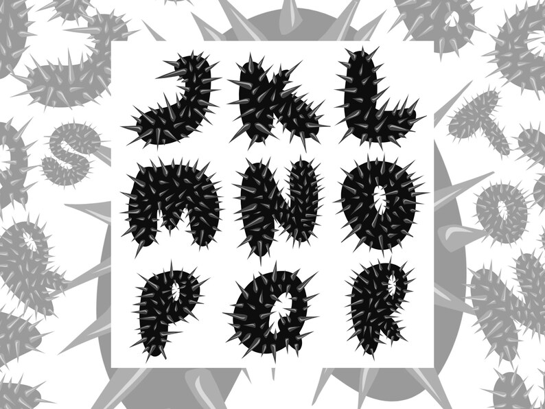 Metal Thorn Hard Rock Alphabet SVG PNG, Ominous Letters, Gothic Font ...