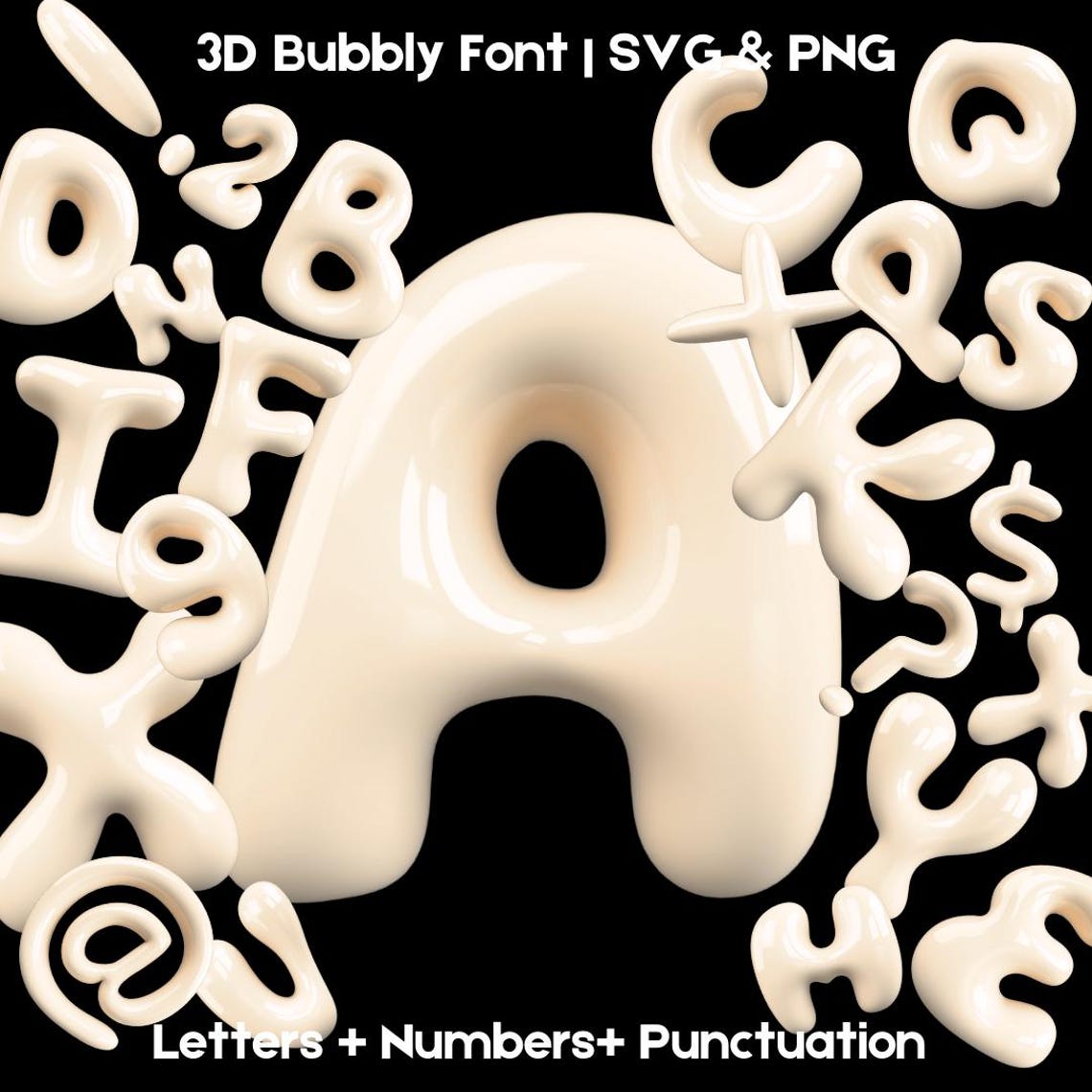 3D Chunky Beige Font SVG PNG, 3D Alphabet, Balloon Letters, Beige ...