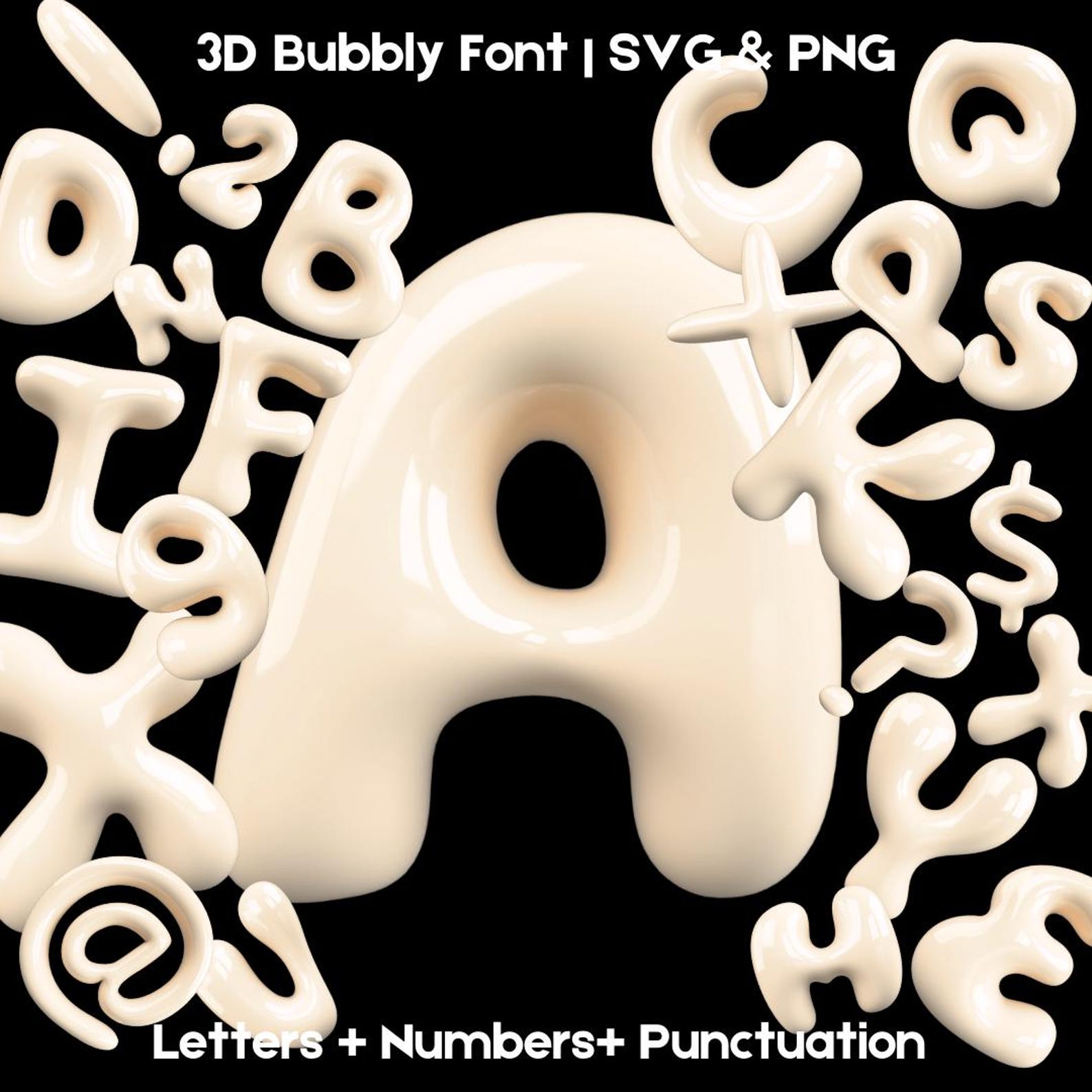 3D Chunky Beige Font SVG PNG, 3D Alphabet, Balloon Letters, Beige ...