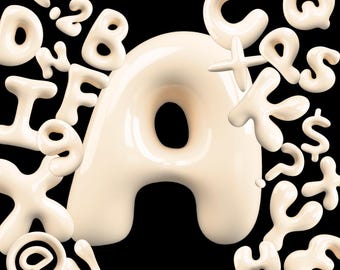 3D Chunky Beige Font SVG PNG, 3D Alphabet, Balloon Letters, Beige ...