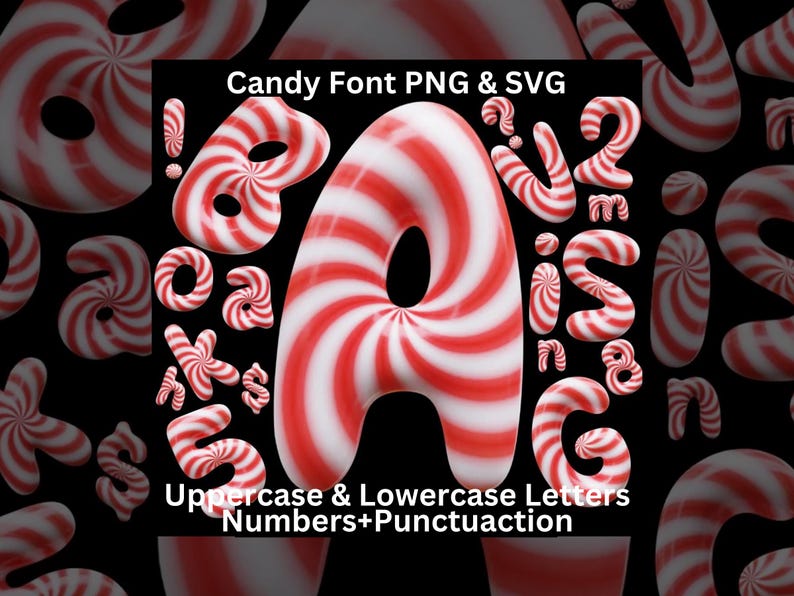 Christmas Candy Font, 3D Letters, Numbers, Punctuation SVG PNG - Etsy