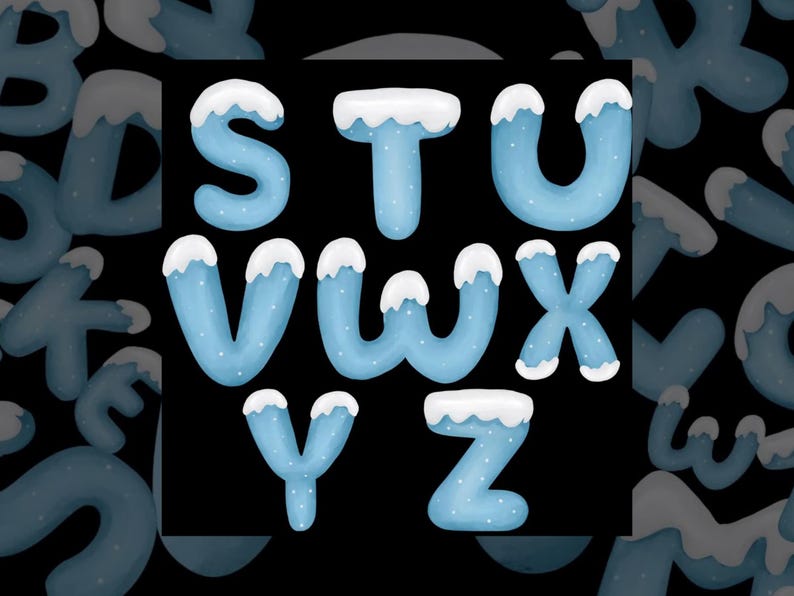 Snow Letters SVG & PNG, Blue Christmas Font Decoration, Winter Holiday ...