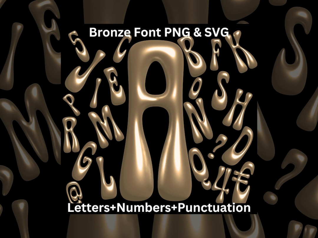 Bronze Letters, Numbers & Punctuation, Metallic Alphabet, Chunky ...