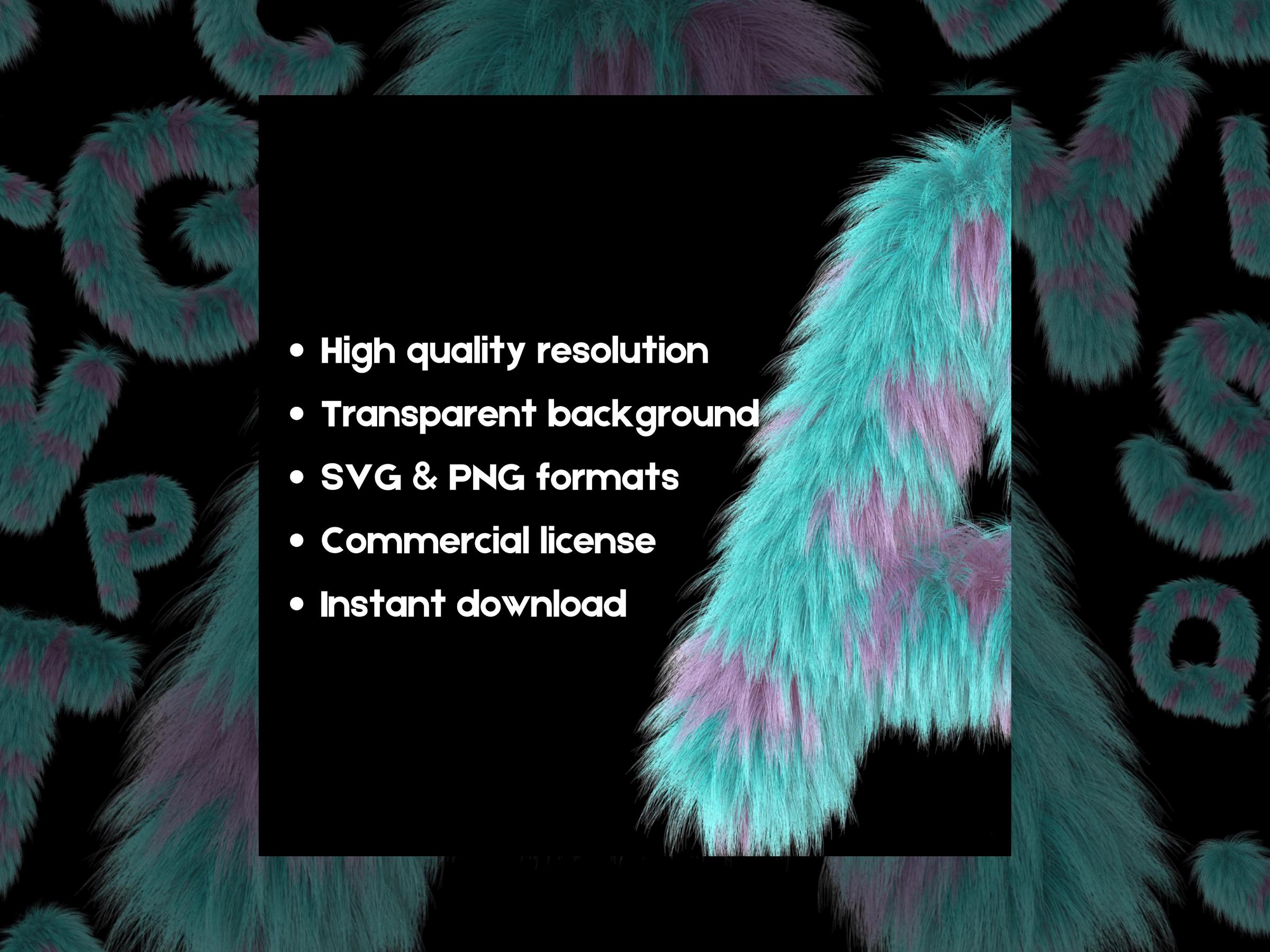 Fur Letters & Numbers SVG PNG, Monster Fluffy Font, Furry Alphabet ...