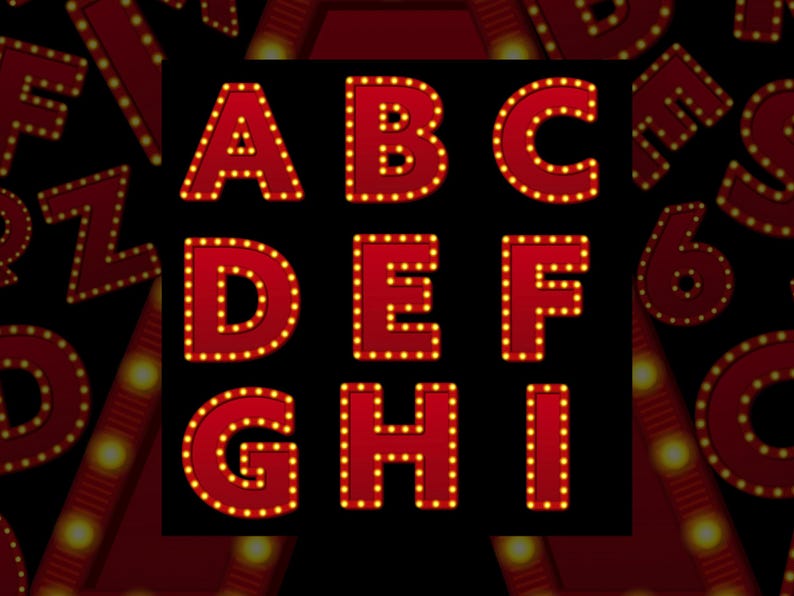 Marquee Letters & Numbers SVG PNG, Neon Marquee Letters, Lights ...