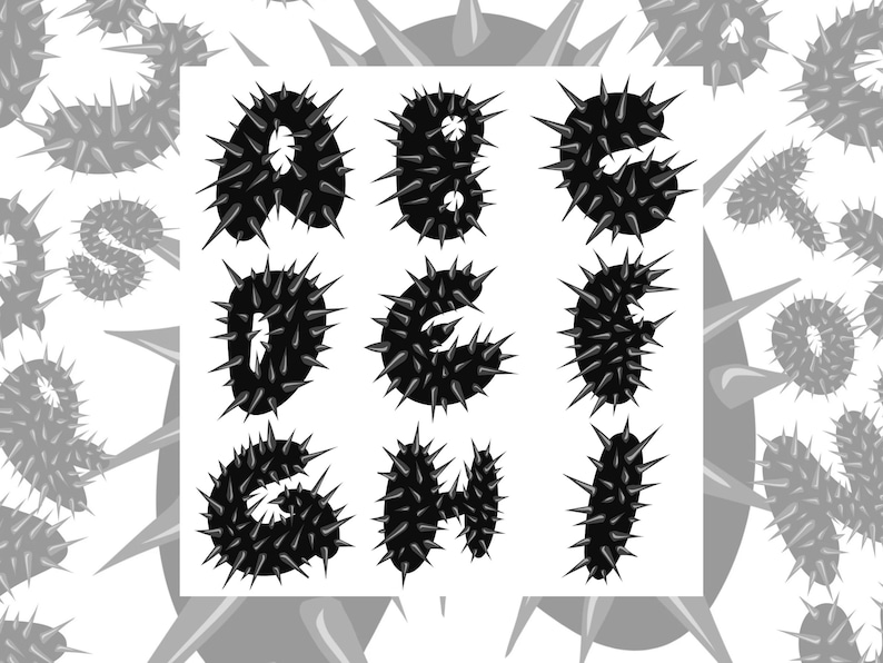 Metal Thorn Hard Rock Alphabet SVG PNG, Ominous Letters, Gothic Font ...