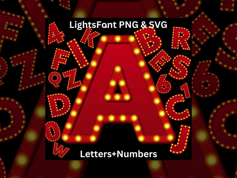 Marquee Letters & Numbers SVG PNG, Neon Marquee Letters, Lights ...