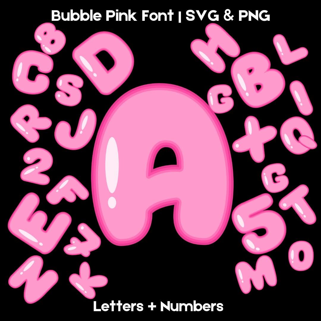 3D Pink Bubbly Font SVG PNG, 3D Alphabet, Balloon Letters, Bubbly ...