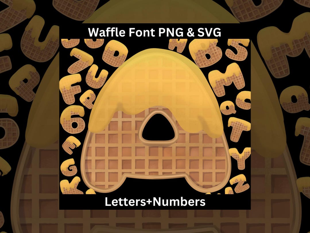 Waffle Font: Letters & Numbers SVG PNG (instant Download) - Etsy