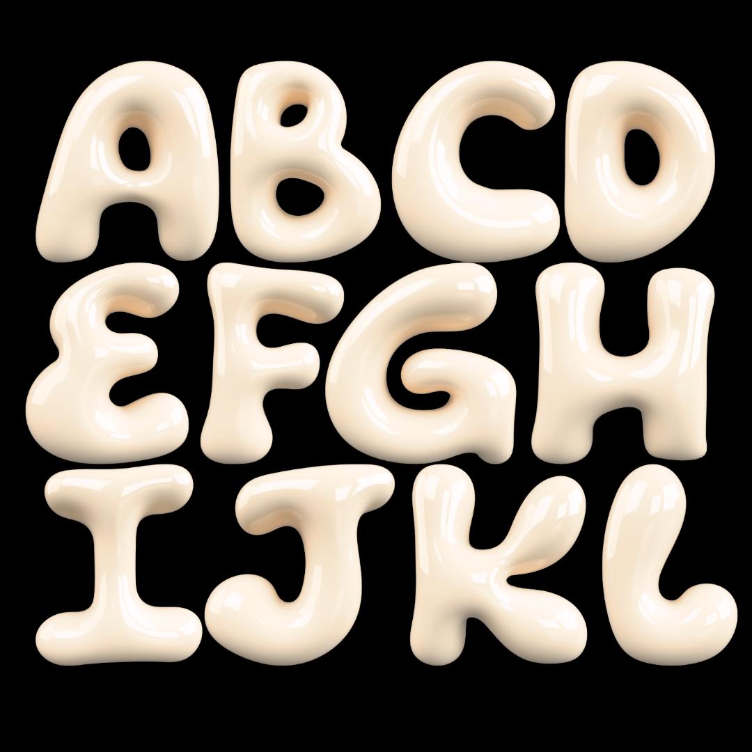 3D Chunky Beige Font SVG PNG, 3D Alphabet, Balloon Letters, Beige ...