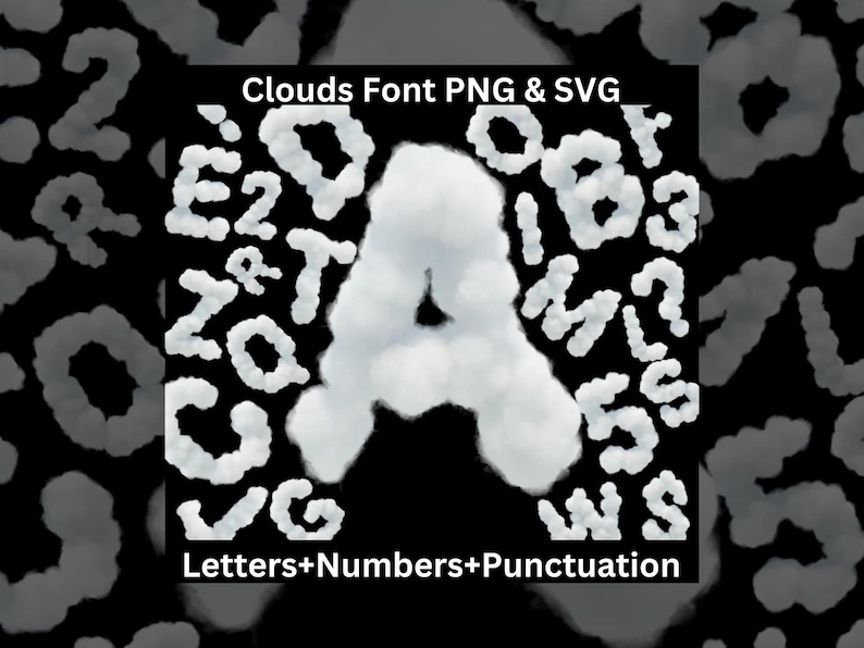 Cloud Letters, Numbers & Punctuation SVG PNG, 3D Cloud Font, Cloud ...