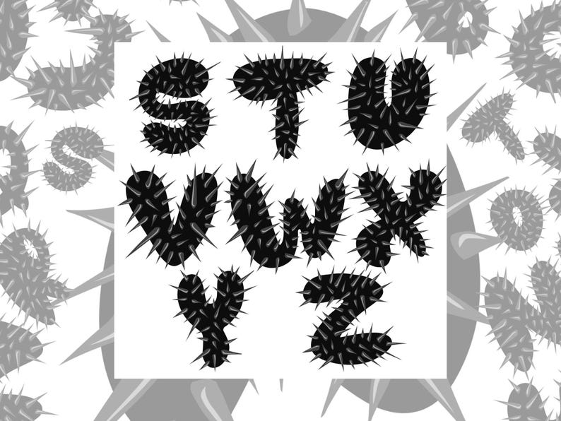 Metal Thorn Hard Rock Alphabet SVG PNG, Ominous Letters, Gothic Font ...