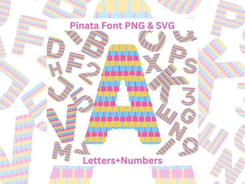 Pinata Letters & Numbers SVG PNG, Colorful Piñata Font, Birthday ...