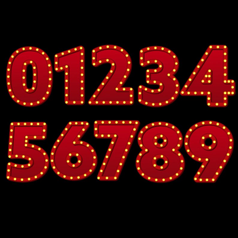 3D Red Marquee Lights Font SVG PNG, Neon Marquee Letters, Lights ...