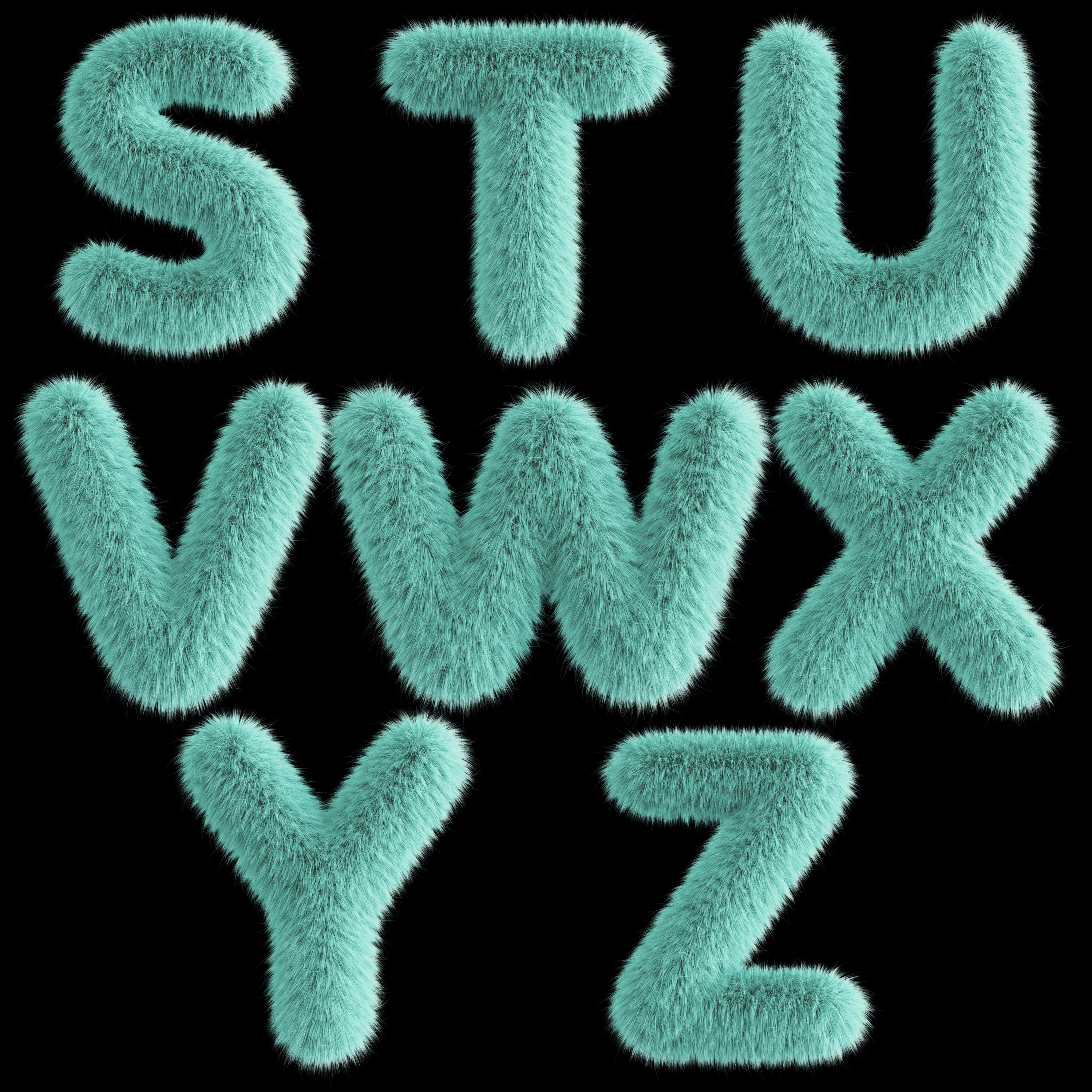 3D Fur Mint Font SVG PNG, Fluffy Letters, Green Furry Alphabet,faux Fur ...