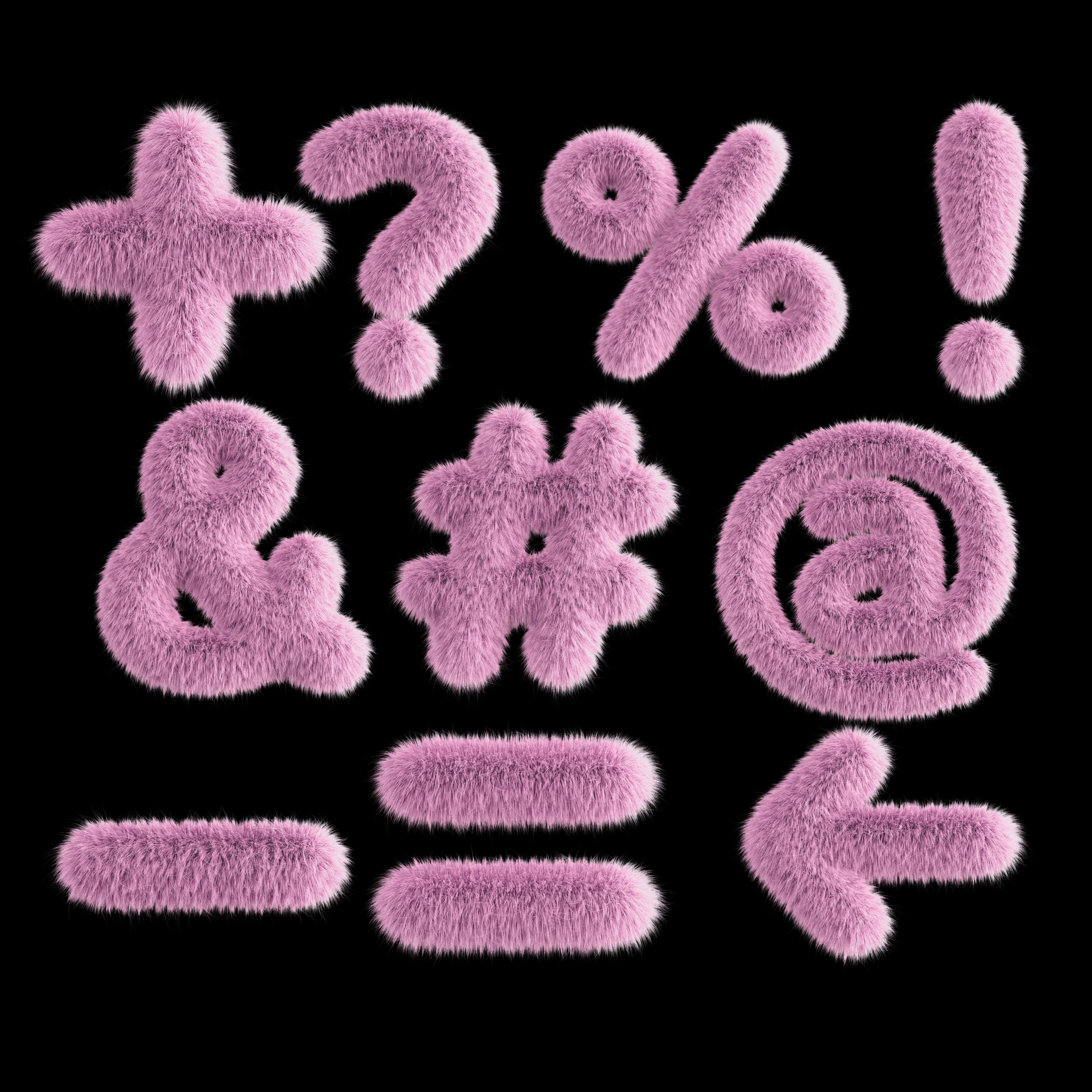 3D Fur Pink Font SVG PNG, Fluffy Letters, Rose Furry Alphabet, Faux Fur ...