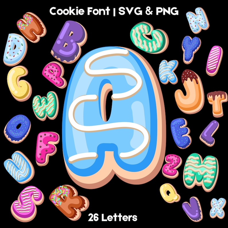 Cookie Font SVG PNG, Sweets Letters, Donuts Numbers, Sweet Alphabet ...