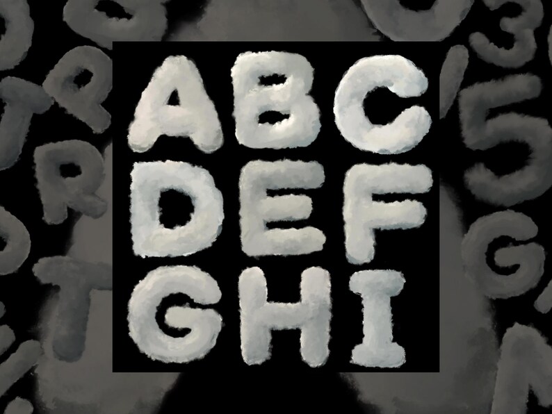 Cloud Letters & Numbers SVG PNG, 3D White Cloud Font, Cloud Numbers ...