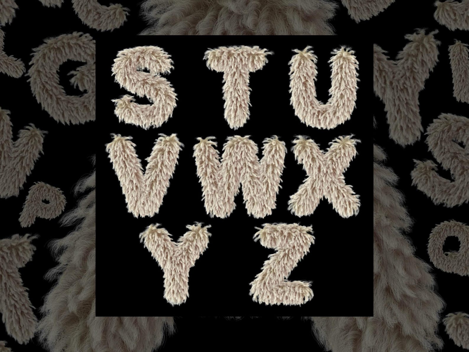 Fur Letters & Numbers SVG PNG, Beige Fluffy Font, Furry Alphabet, Faux ...