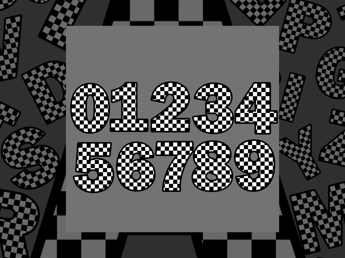 Checkered Letters & Numbers SVG PNG: Racing Font (digital Download) - Etsy