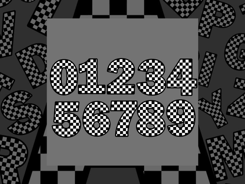 Checkered Letters & Numbers SVG PNG, Sport Alphabet, Car Track Letters ...