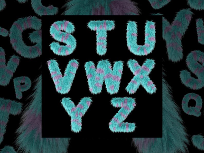 Fur Letters & Numbers SVG PNG, Monster Fluffy Font, Furry Alphabet ...
