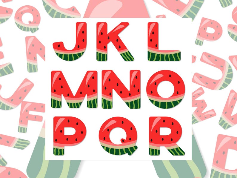 Watermelon Font SVG PNG, 3D Watermelon Letters, Fruits Alphabet, Food ...