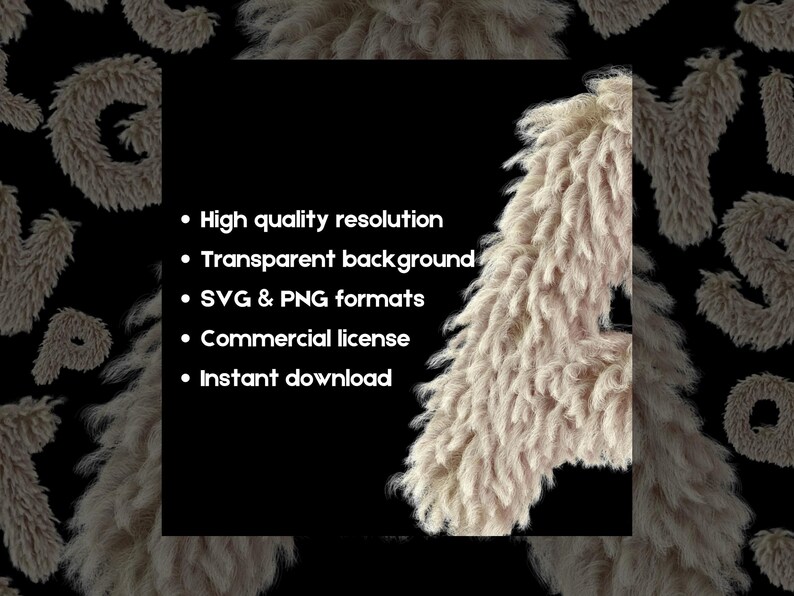 Fur Letters & Numbers SVG PNG, Beige Fluffy Font, Furry Alphabet, Faux ...