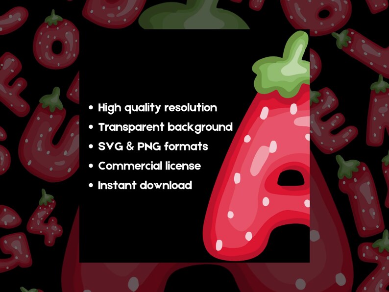Strawberry Letters & Numbers SVG PNG, Sweets Letters, 3D Strawberry ...