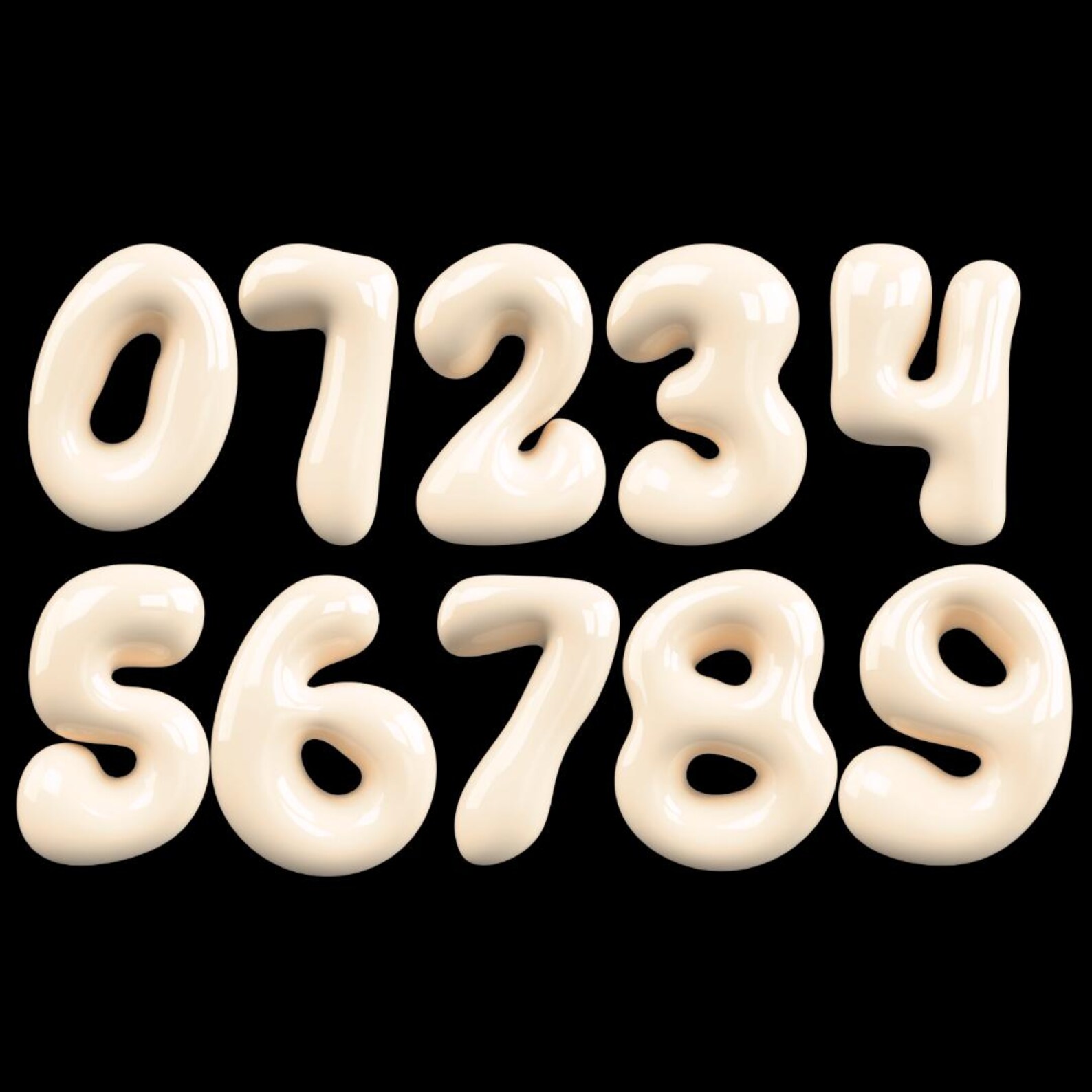 3D Chunky Beige Font SVG PNG, 3D Alphabet, Balloon Letters, Beige ...