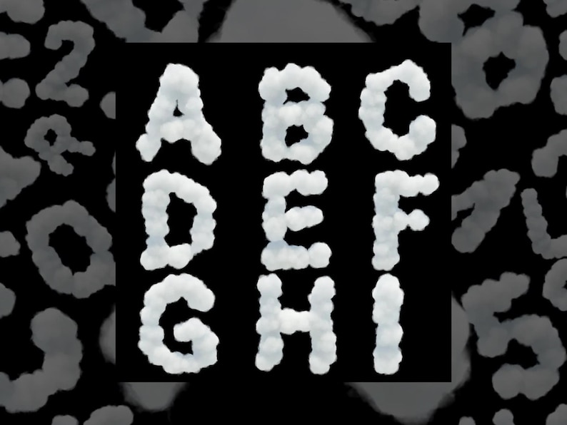 Cloud Letters, Numbers & Punctuation SVG PNG, 3D Cloud Font, Cloud ...