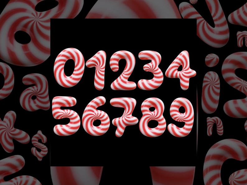 Christmas Candy Font, 3D Letters, Numbers, Punctuation SVG PNG - Etsy