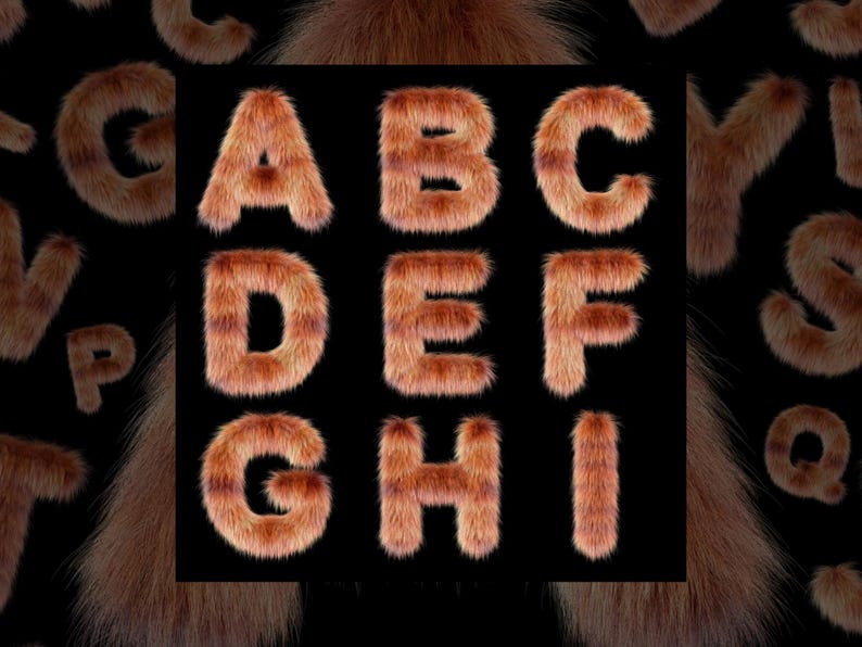 Fur Letters & Numbers SVG PNG, Lion Fluffy Font, Furry Alphabet, Faux ...