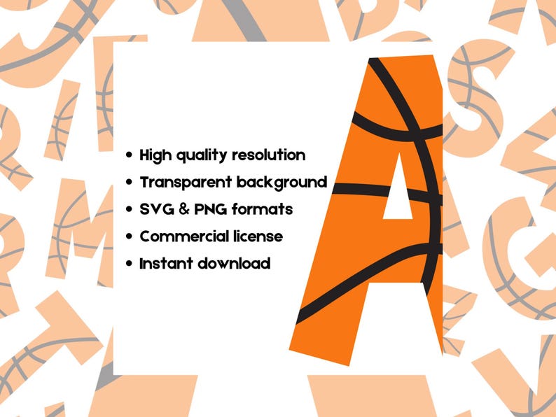 Basketball Letters & Numbers SVG PNG, Ball Letters, Sports Alphabet ...
