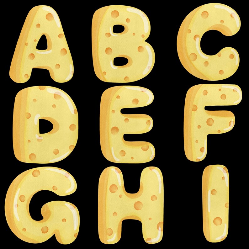 Cheese Font SVG PNG, Yellow Cheese Letters, Cheasy Alphabet, Instant ...