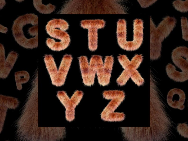 Fur Letters & Numbers SVG PNG, Lion Fluffy Font, Furry Alphabet, Faux ...