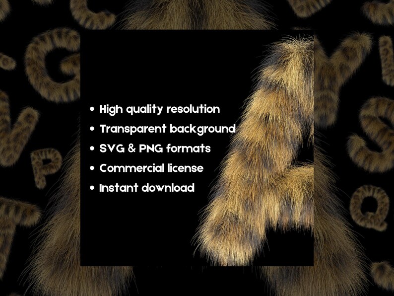 Fur Letters & Numbers SVG PNG, Leopard Fluffy Font, Furry Alphabet ...
