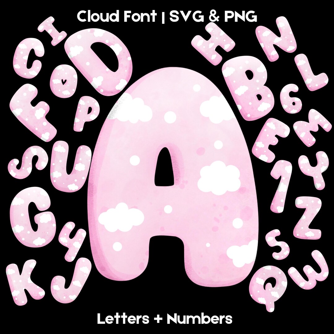 Cartoon Cloud Font SVG PNG, Cloud Letters, Cloud Numbers, Cloudy ...
