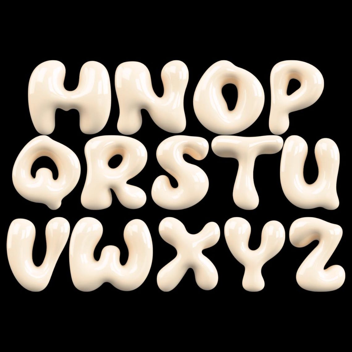 3D Chunky Beige Font SVG PNG, 3D Alphabet, Balloon Letters, Beige ...