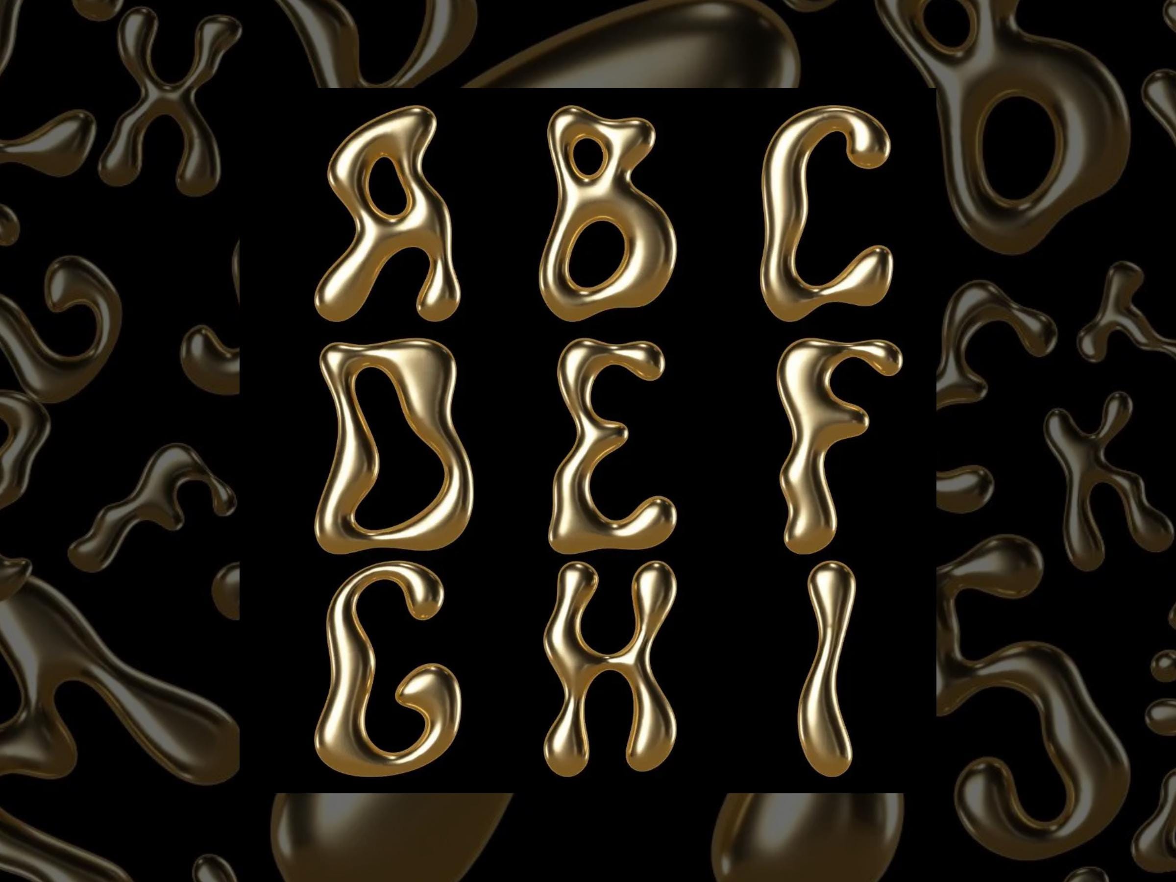 Gold Letters, Numbers & Punctuation SVG PNG, Metallic Alphabet, Melting ...